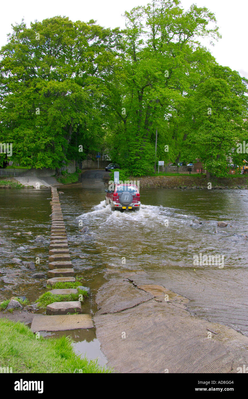 Car crossing the ford at Stanhope, County Durham UK Stock Photo - Alamy