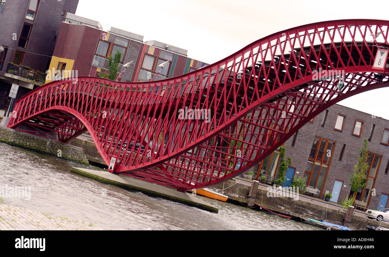 Contemporary steel bridge linking Sporenburg and Borneo Island ...