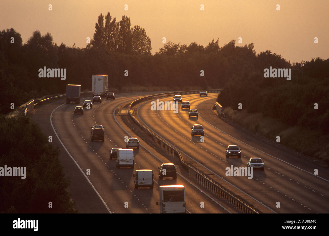 M40 motorway at sunset, Warwickshire, England, UK Stock Photo - Alamy