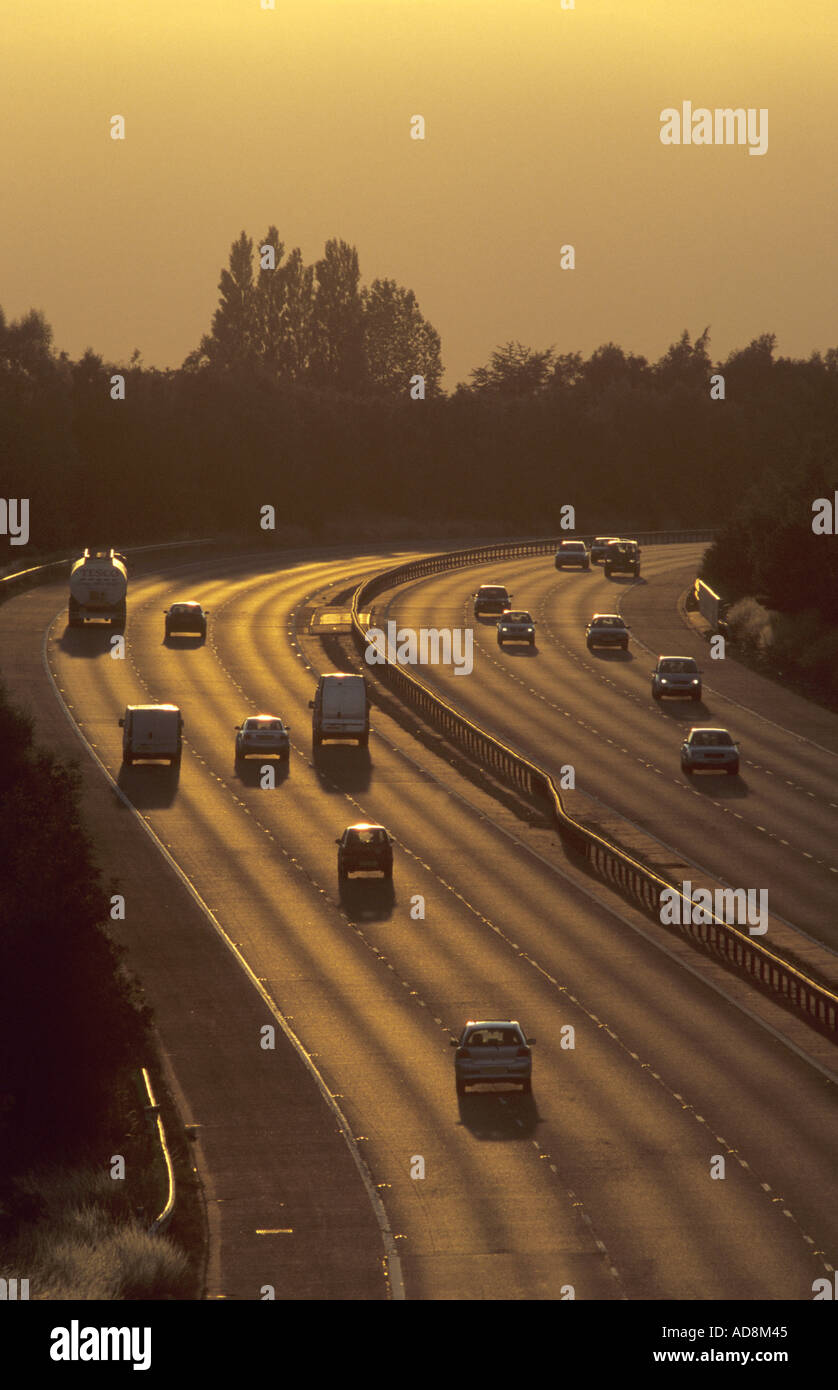 M40 motorway at sunset, Warwickshire, England, UK Stock Photo - Alamy
