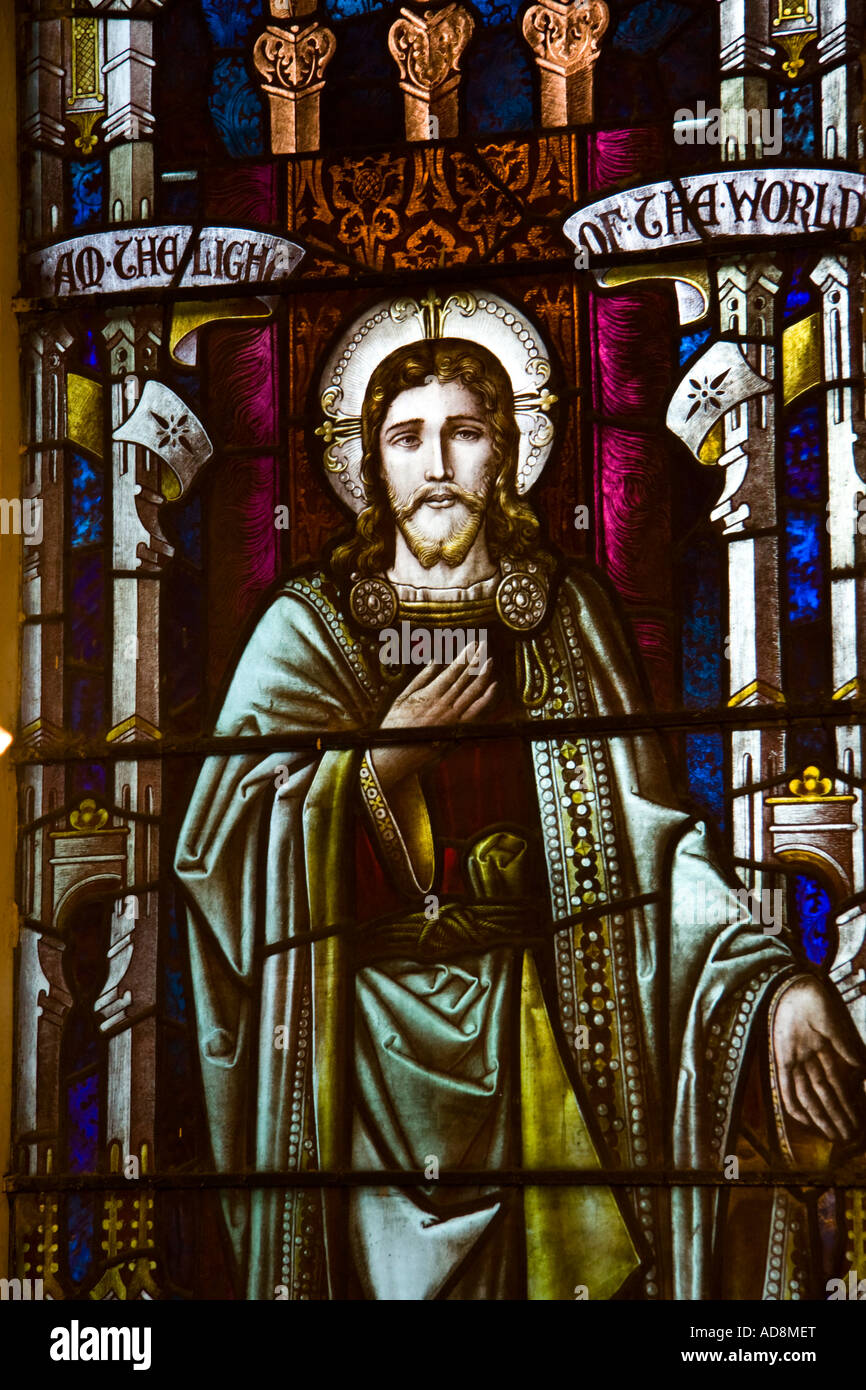 Stained glass window of Jesus Christ Stock Photo - Alamy