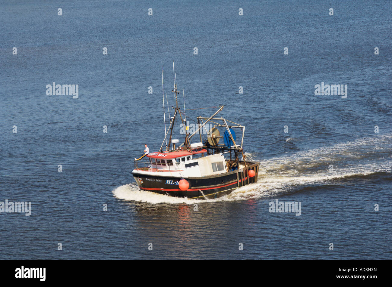 Small traditional British fishing boat North Shields Tyneside England ...