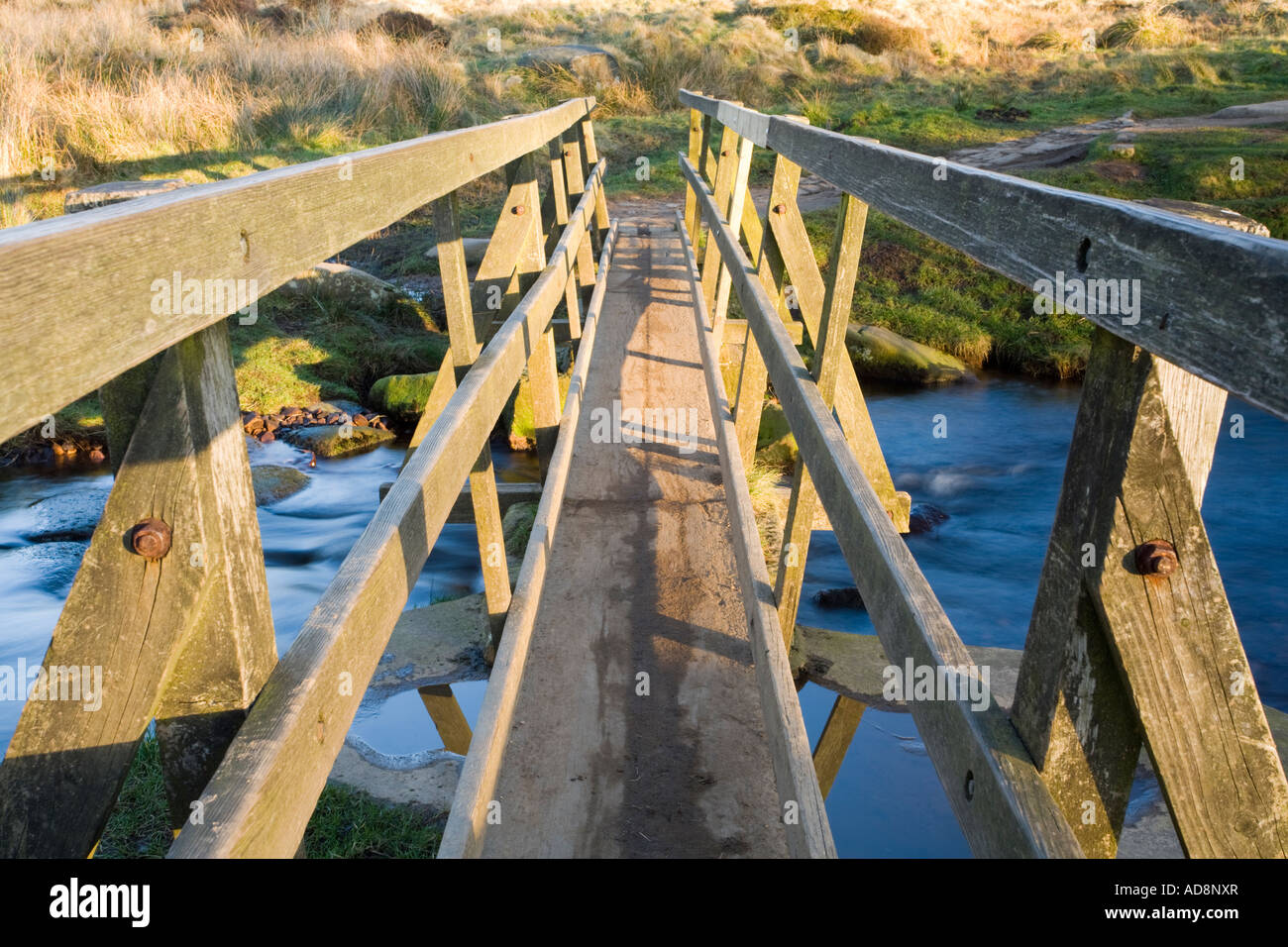 Foot bridge over Burbage Brook, Peak District, UK Stock Photo - Alamy