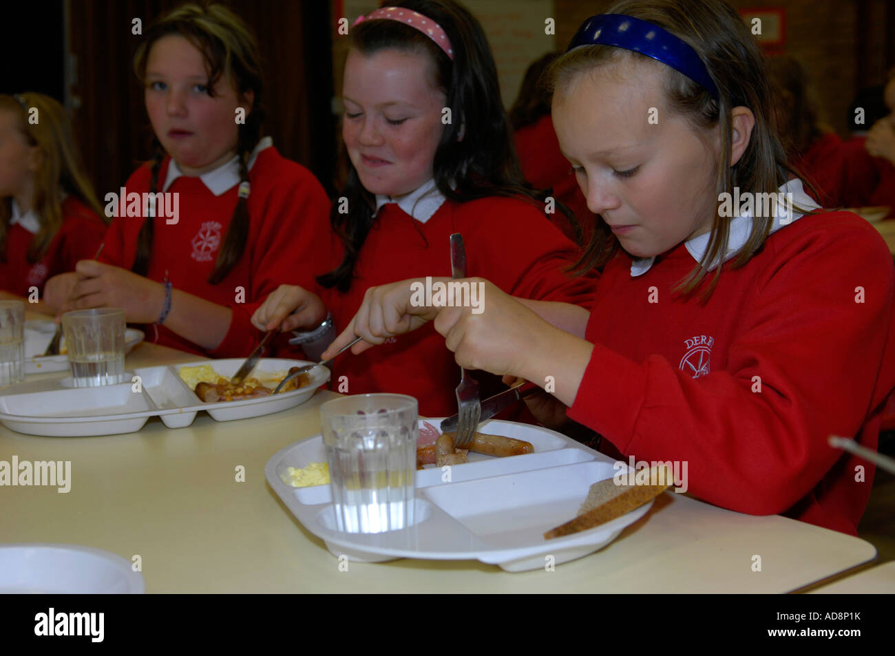 year six student school breakfast pupils kids children girls female eat ...