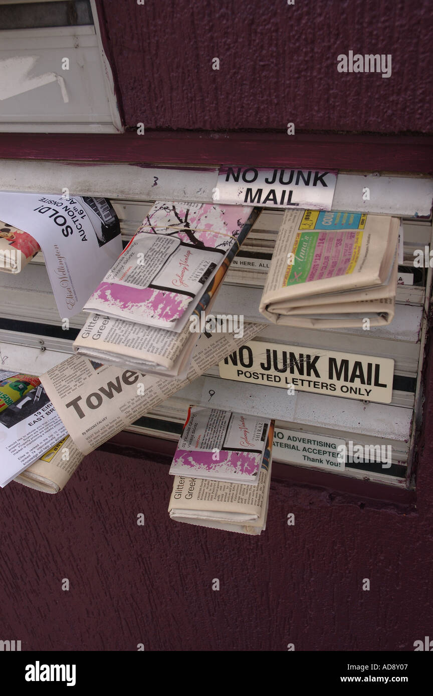 letterboxes stuffed with junk mail dsca 4673 Stock Photo - Alamy