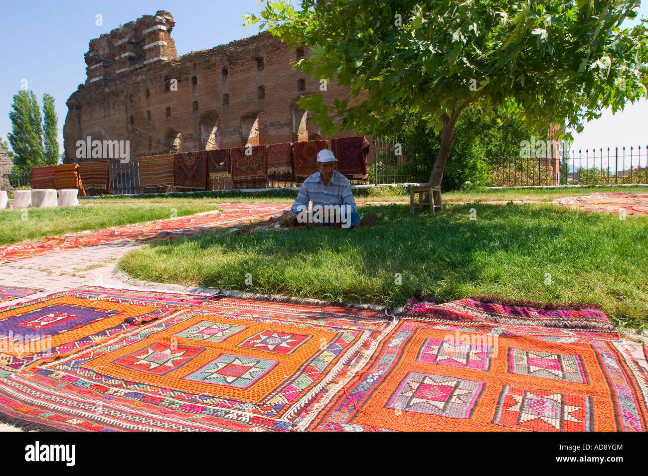 Local kilims sold in front of the Temple of Serapis Red Hall Basilica ...