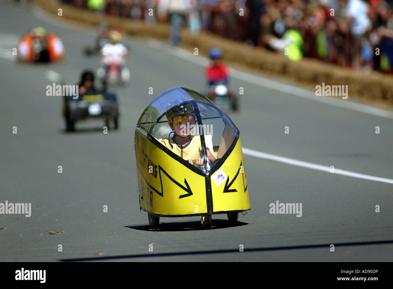 Trolley car racing down the hill of Collingwood Street, Nelson , New ...