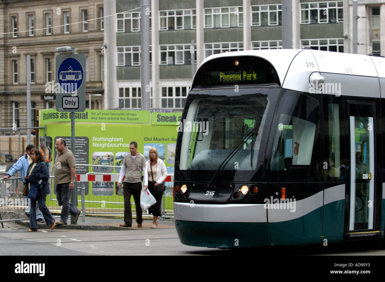 Nottingham City The Nottingham Tram amongst the debris of the ...