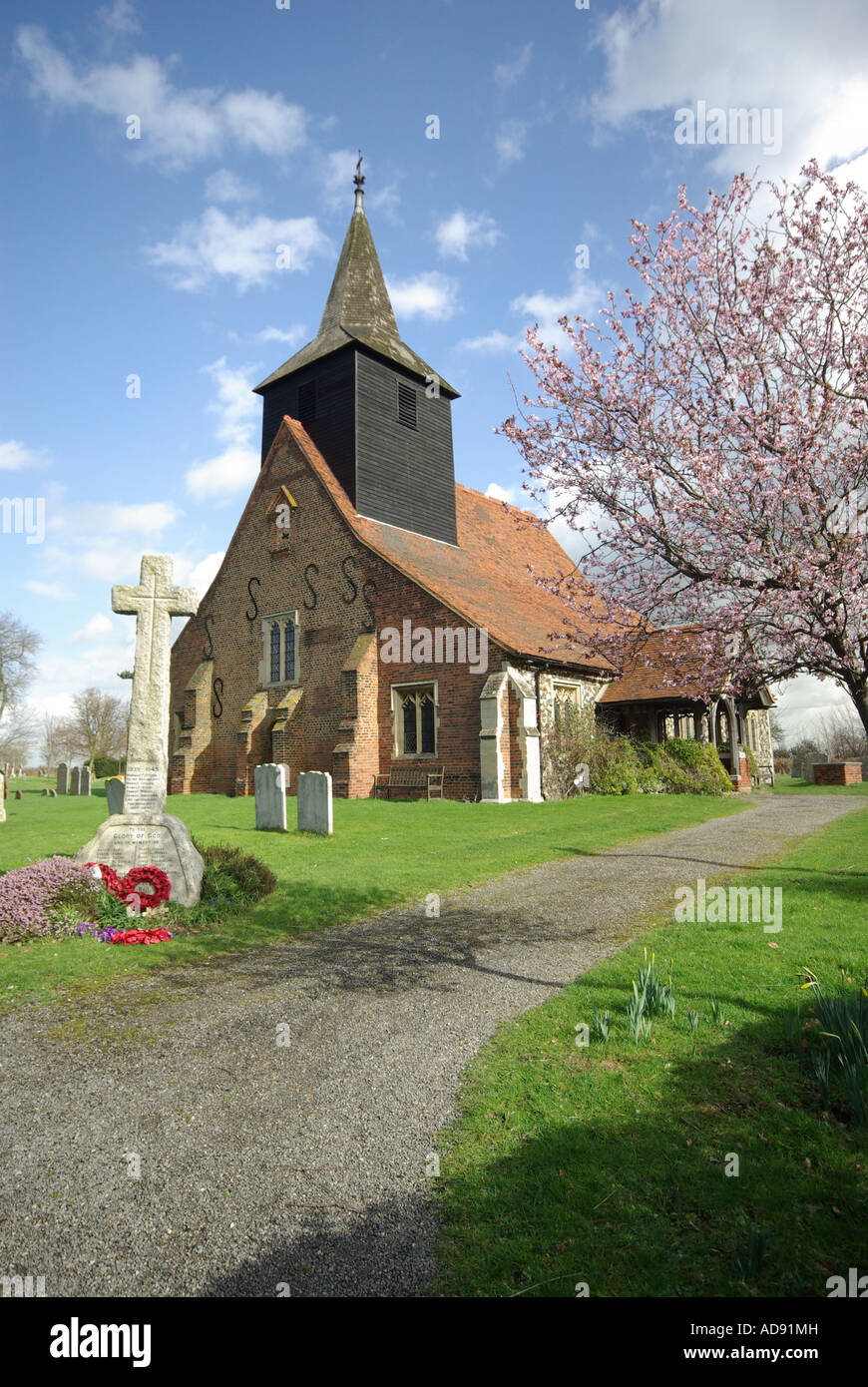 Mountnessing Parish Church and tower with S shaped tie irons gable wall ...