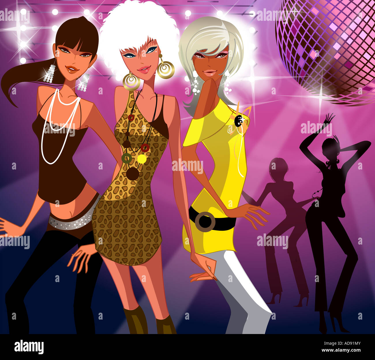 Close-up of three women dancing in a nightclub Stock Photo - Alamy
