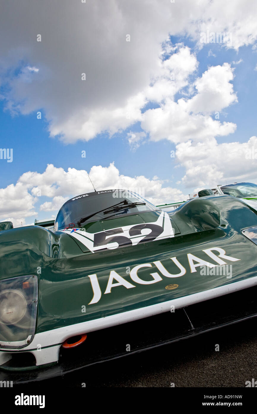 Classic Jaguar Le Mans car in british racing green Stock Photo - Alamy