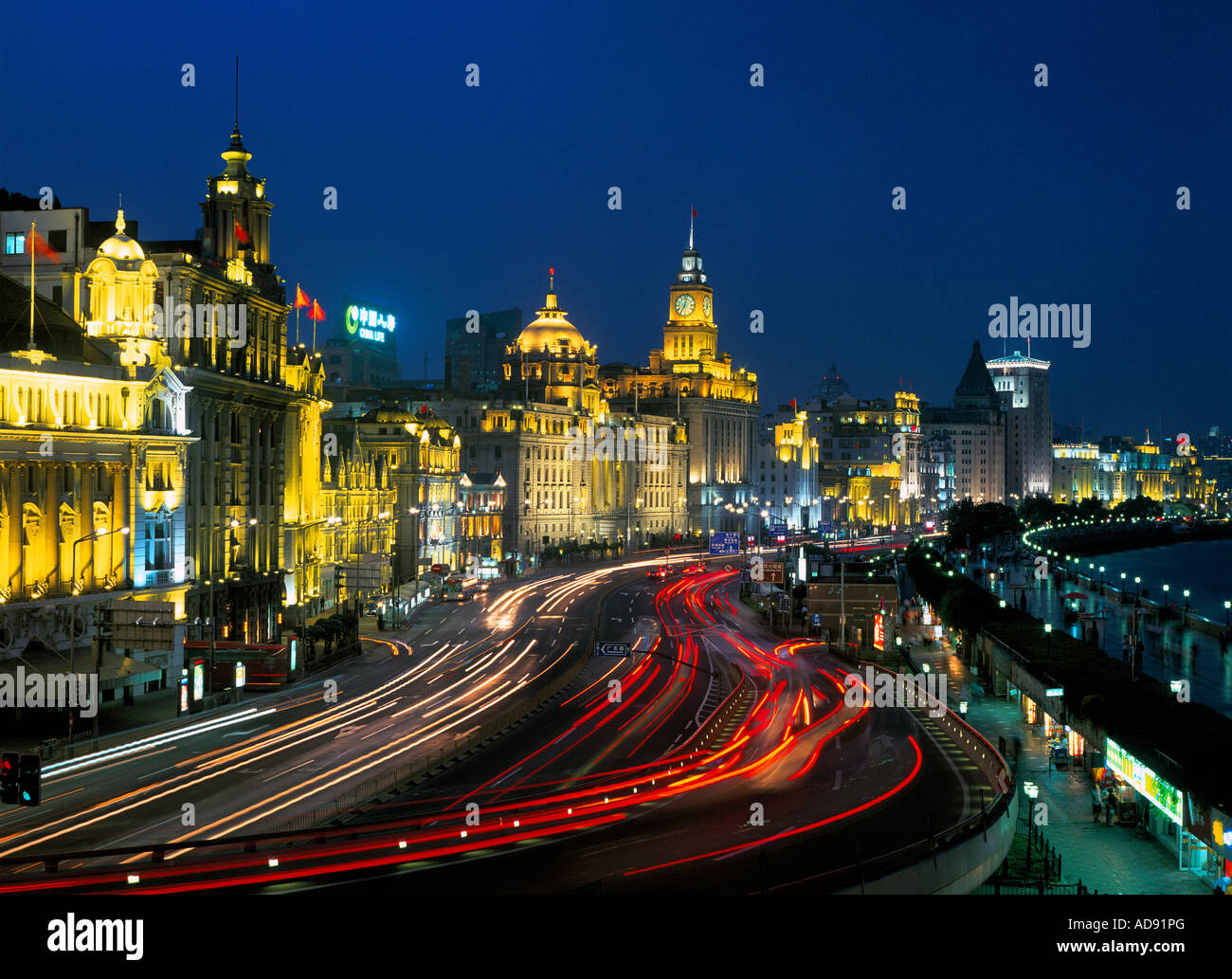 The bund at night shanghai Stock Photo - Alamy