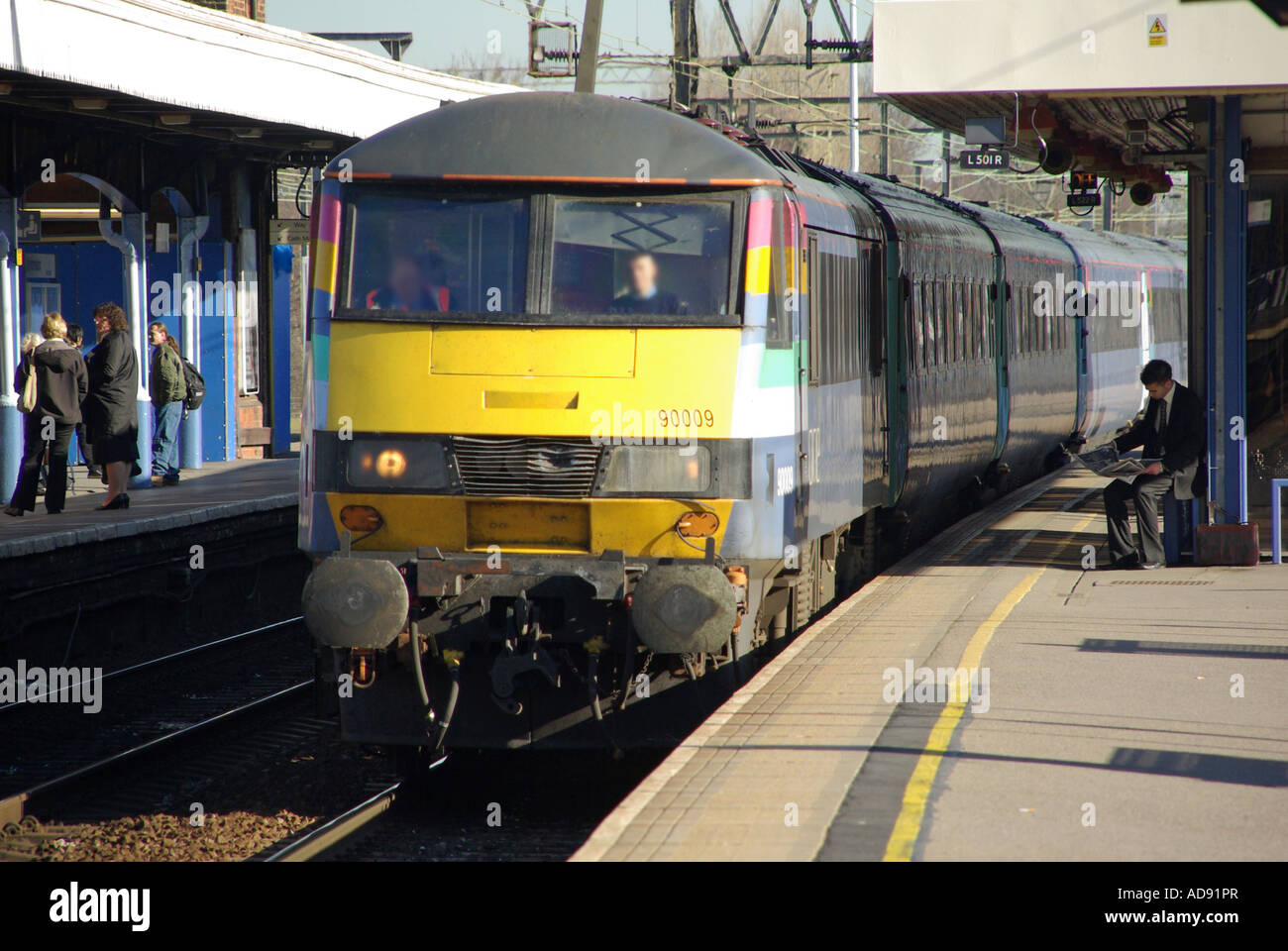 Train serving East Anglia main line destinations passing through ...