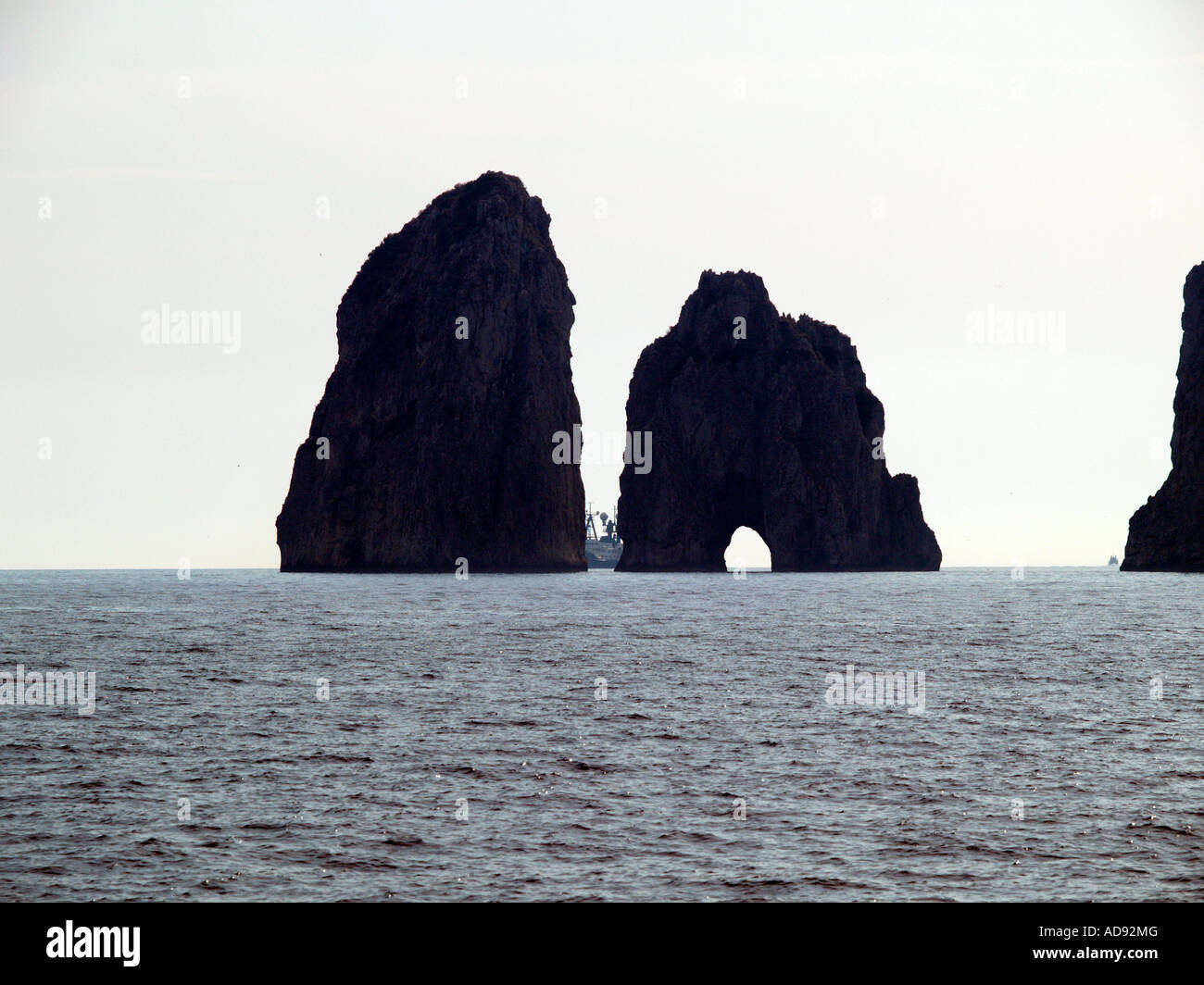 silhouette of faraglioni rock formation Capri Italy Stock Photo - Alamy