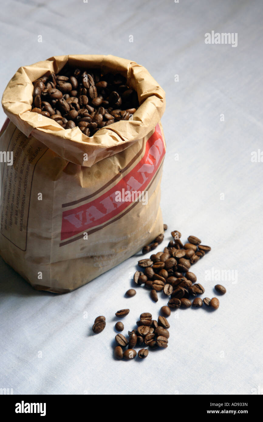 Brazil A bag of fresh coffee beans Stock Photo - Alamy