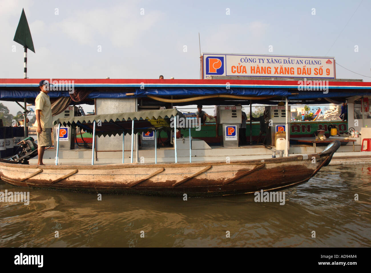 A floating Gas Station on the Mekong Delta at Chau Doc, Vietnam Stock ...