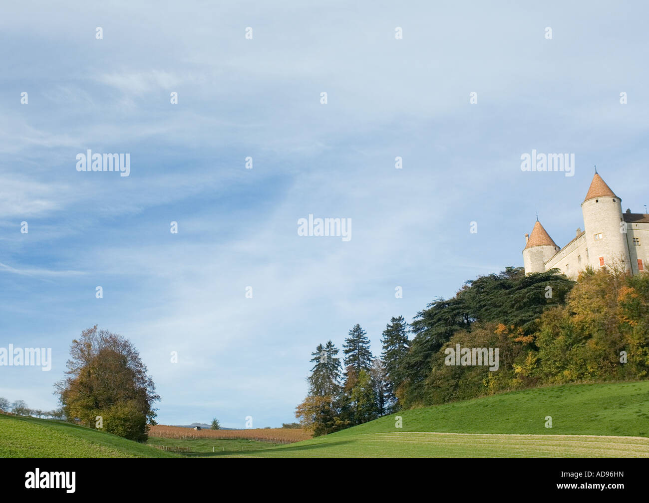 Switzerland, castle, low angle view Stock Photo - Alamy