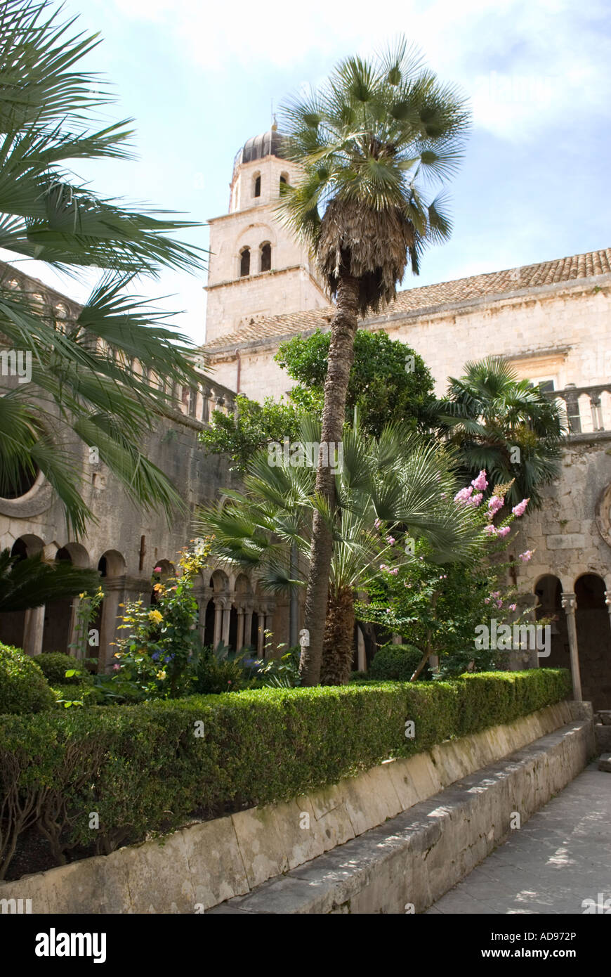 Cloister, Old Franciscan monastery in Dubrovnik walled city Stock Photo ...