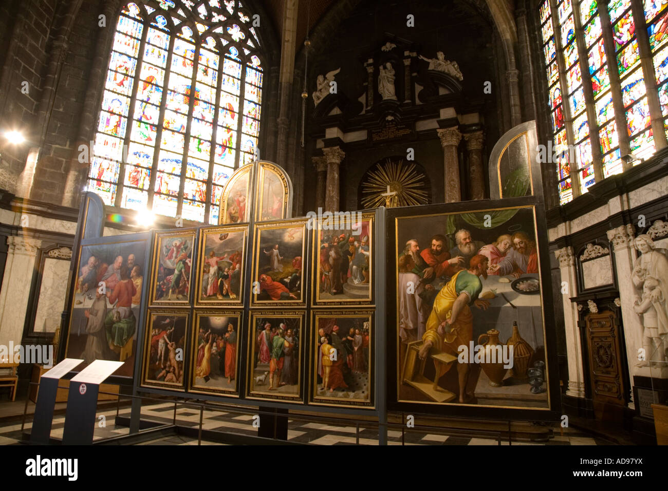 Interior of Cathedral Saint Bavo in Gent, Ghent, Belgium, Europe Stock ...