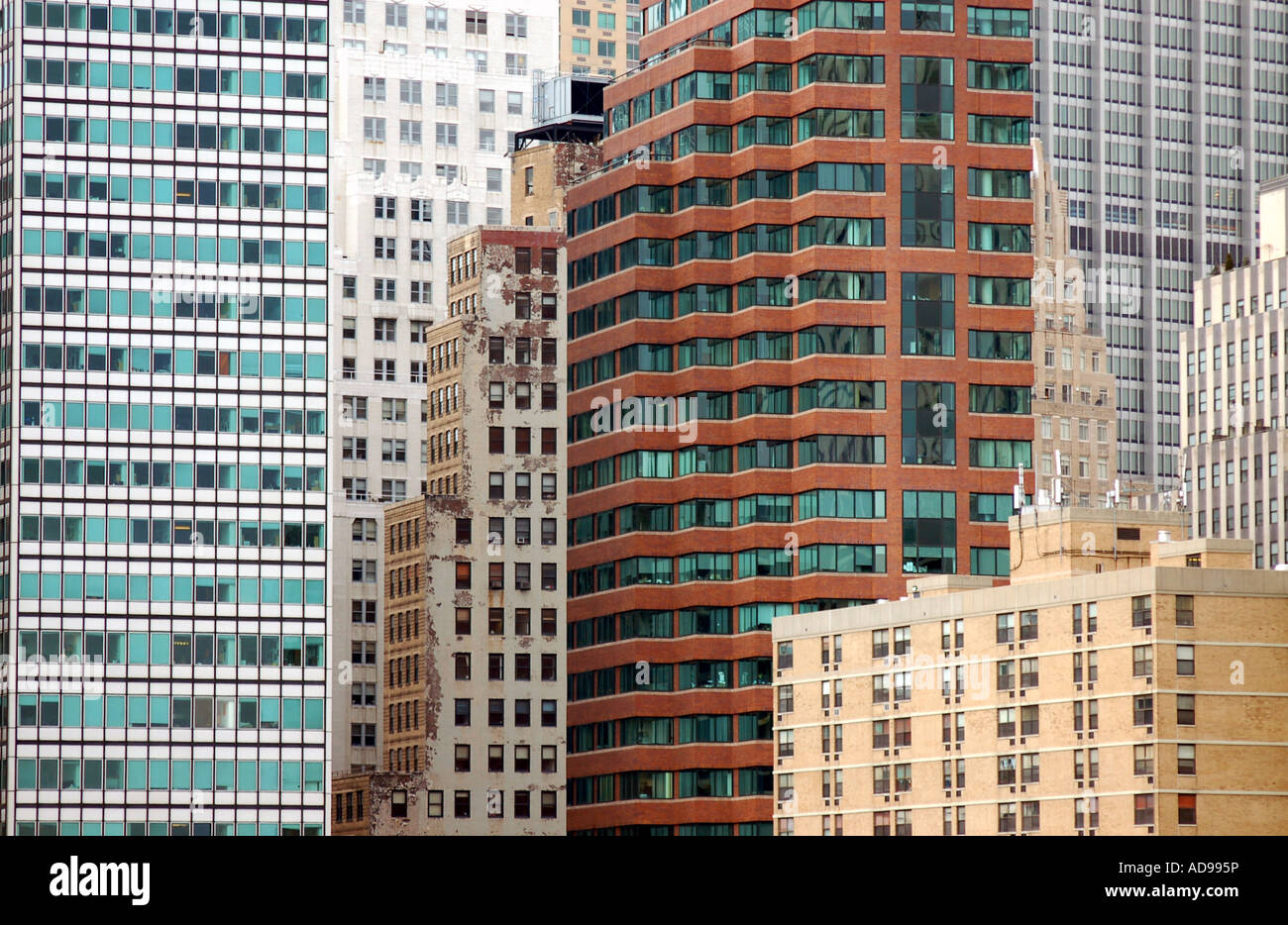 Abstract view of skyscrapers in Manhattan, New York City Stock Photo ...