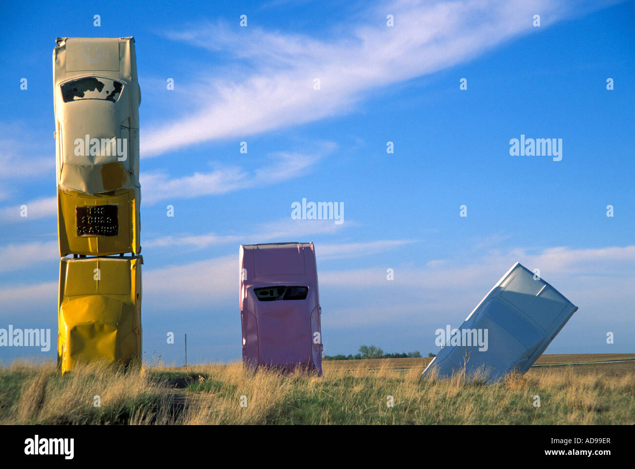 Three cars at Carhenge near Alliance, Nebraska, USA Stock Photo - Alamy
