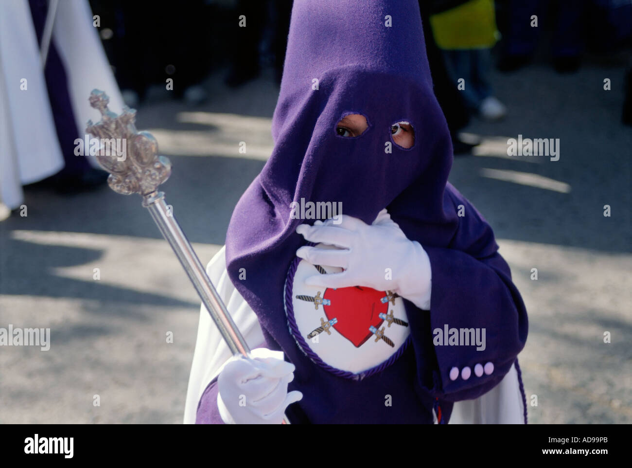 Boy in Seville, celebrating the Holy Week. The Semana Santa is a worth ...