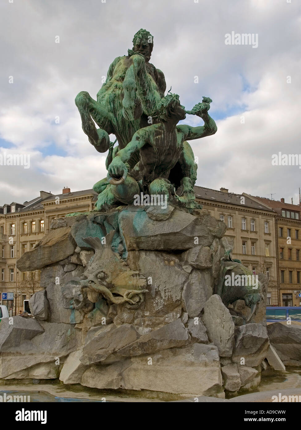 Centaur fountain from sculptor Rudolf Maison on place in front of the ...