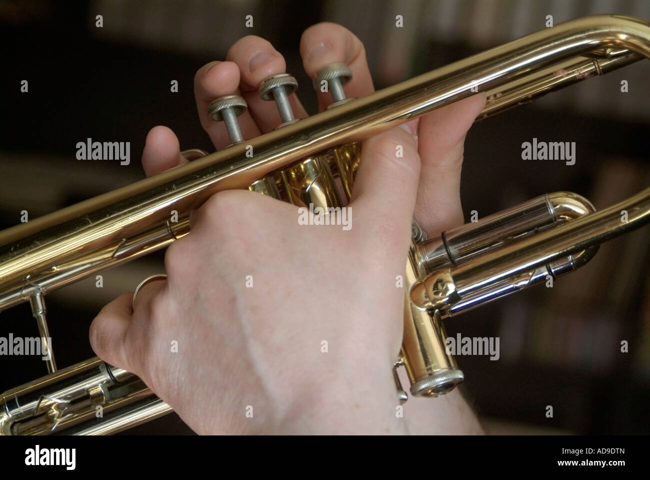 musician playing trumpet detail with hands Stock Photo - Alamy