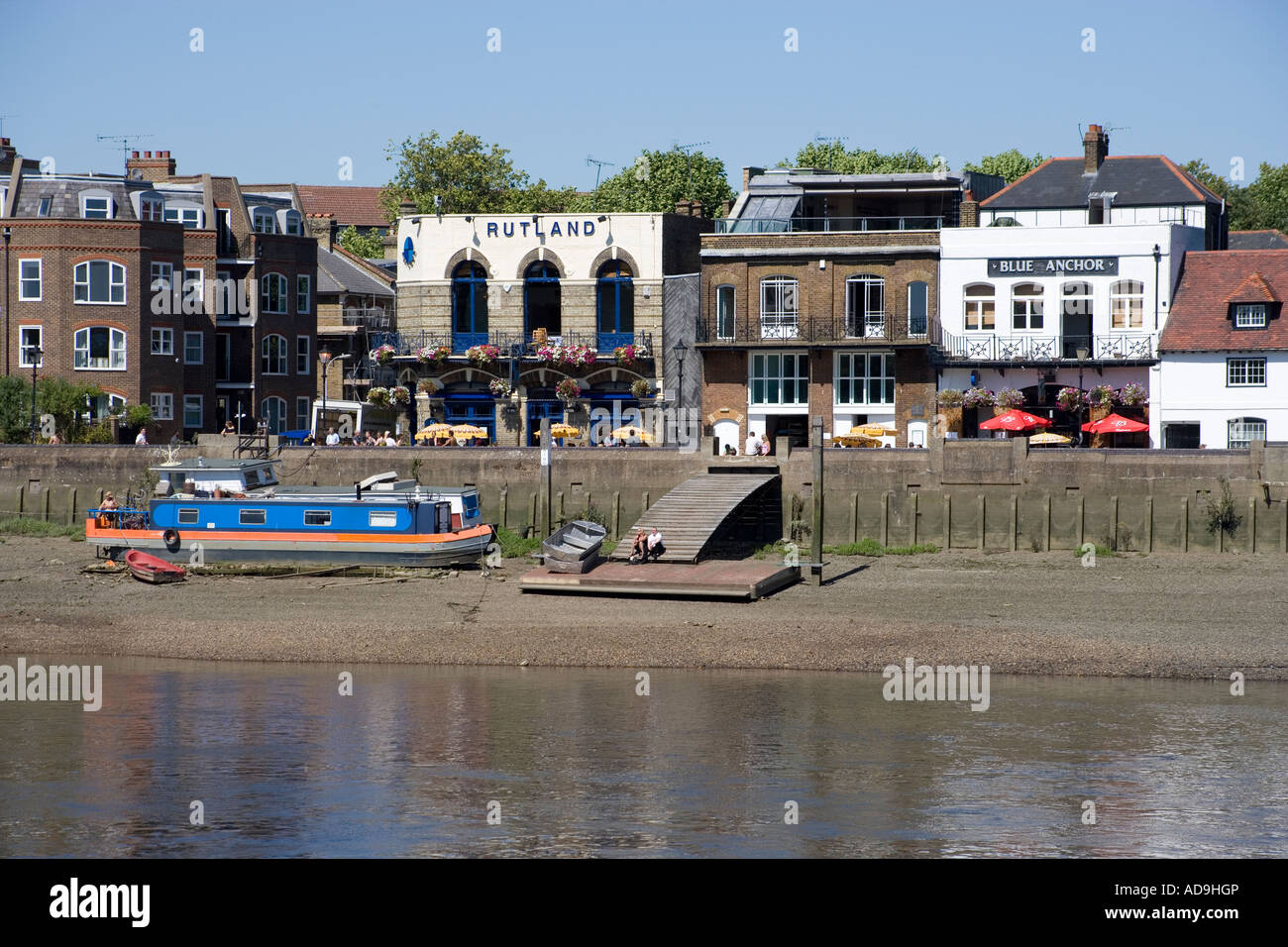 Pubs along the River Thames at Hammersmith London Stock Photo - Alamy