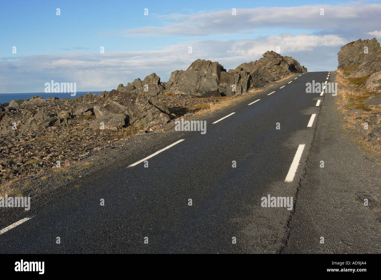 Road through tilted rock formations Varanger Stock Photo - Alamy