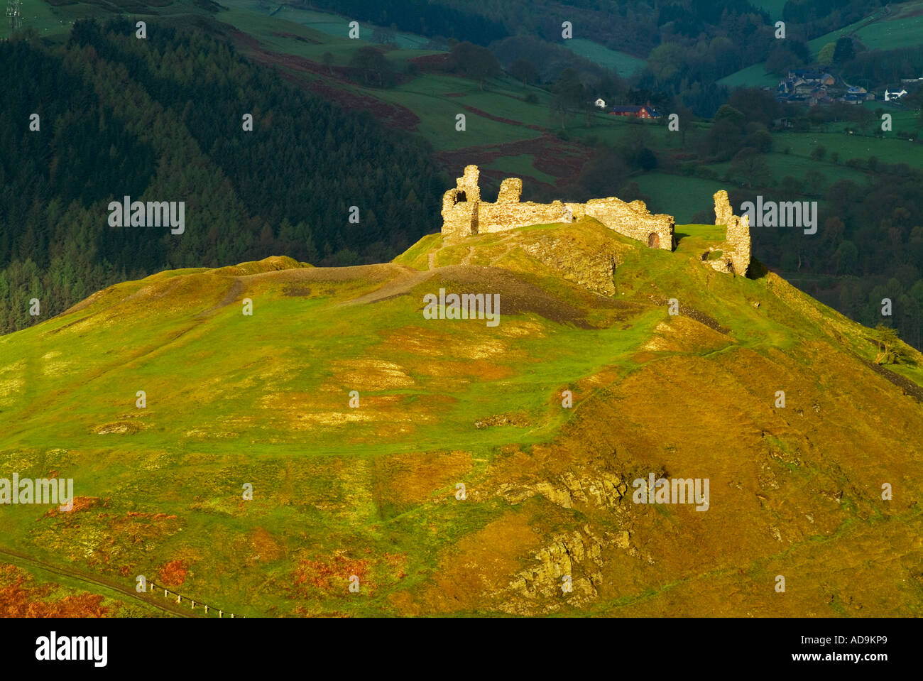 Remains of the derelict castle of Dinas Bran which overlooks the ...