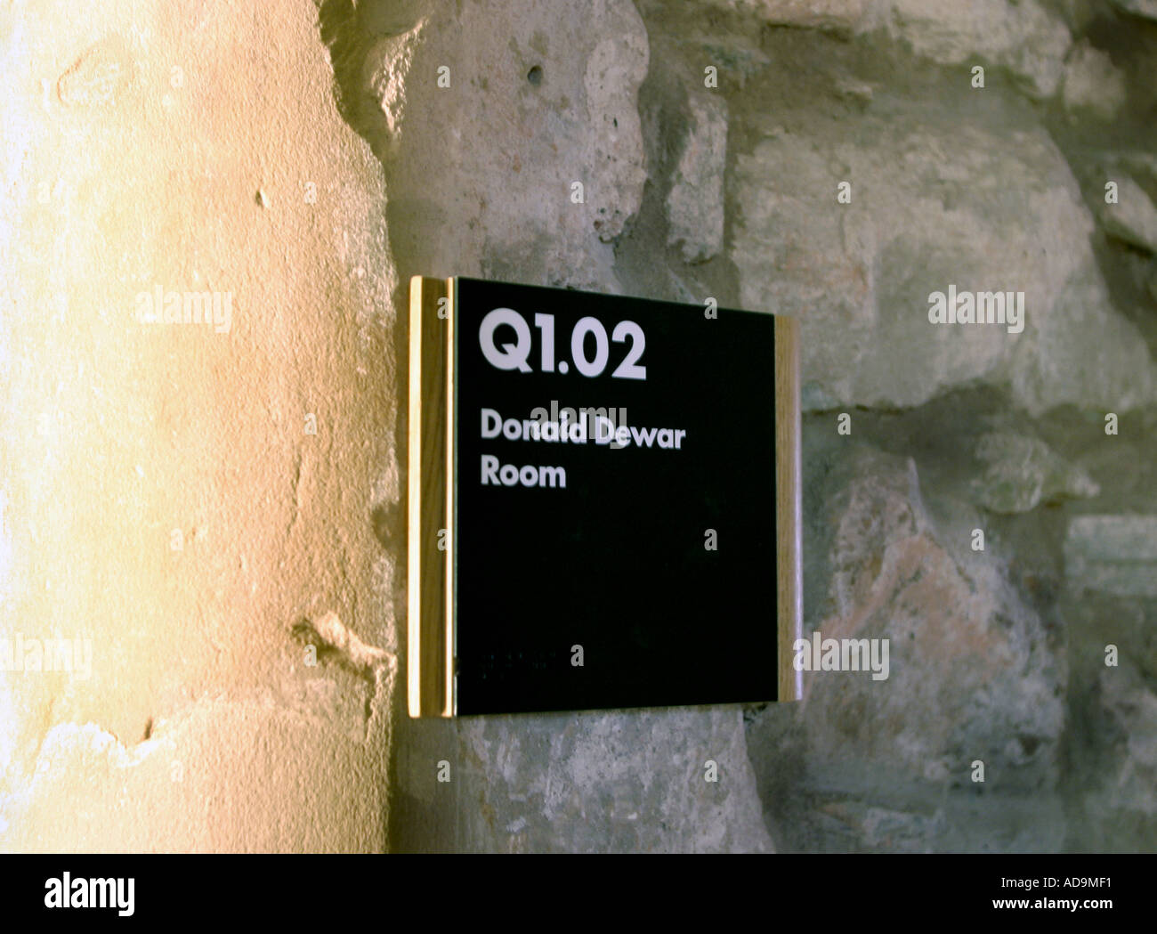 Plaque outside the Donald Dewar room in the Scottish Parliament ...