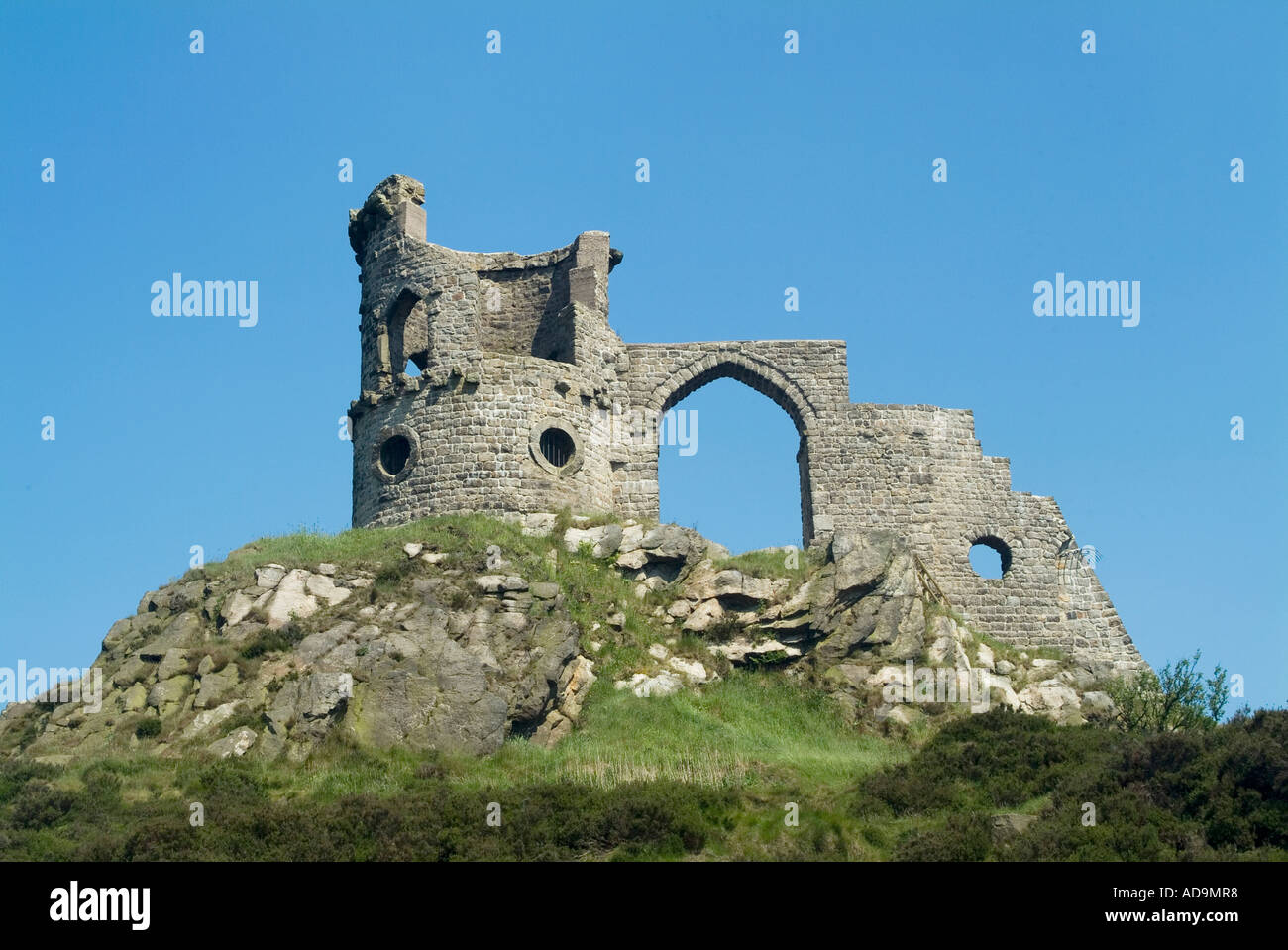Tourist attraction and Victorian Folly on Mow Cop which straddles the ...