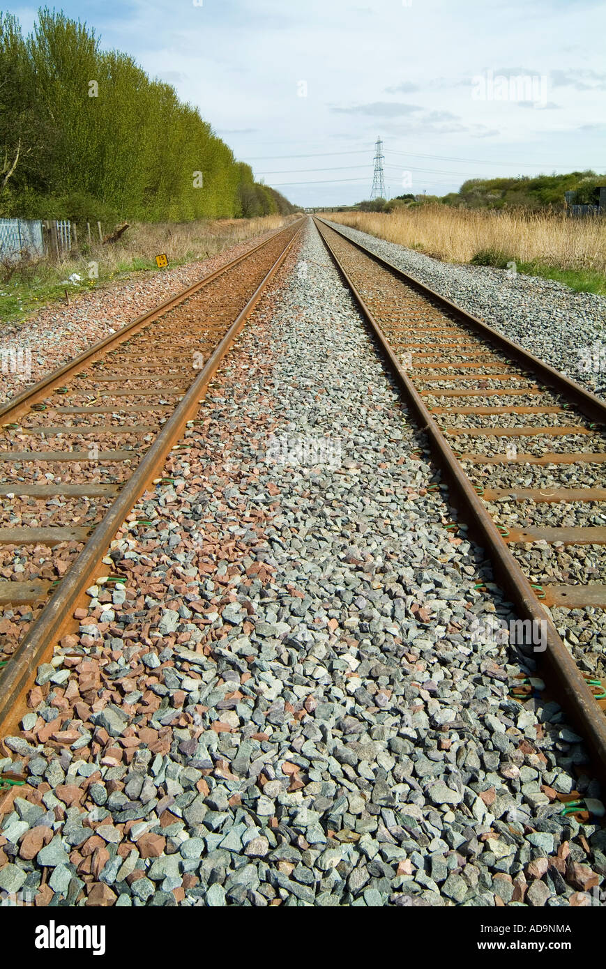 Railway lines disappearing into the distance Stock Photo - Alamy