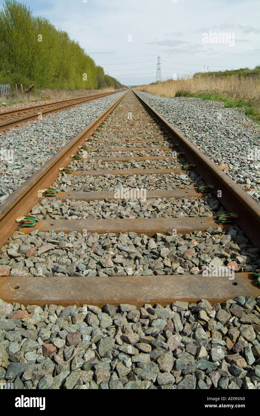 Railway lines disappearing into the distance Stock Photo - Alamy