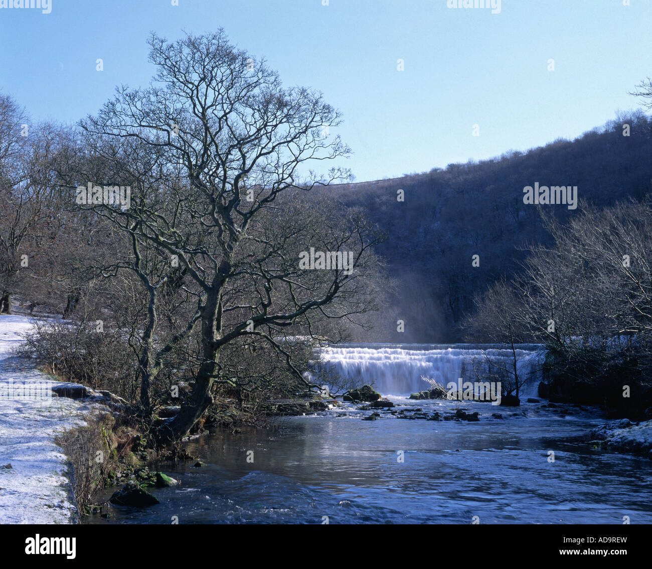 Weir on the River Wye, Monsal Dale, Peak District National Park ...