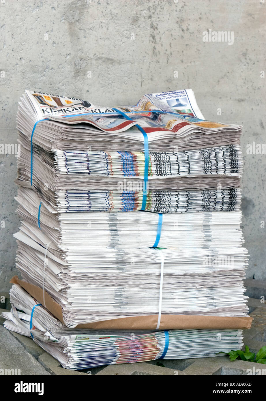 Pile of leaflets lying on the ground and waiting for delivery , Finland ...