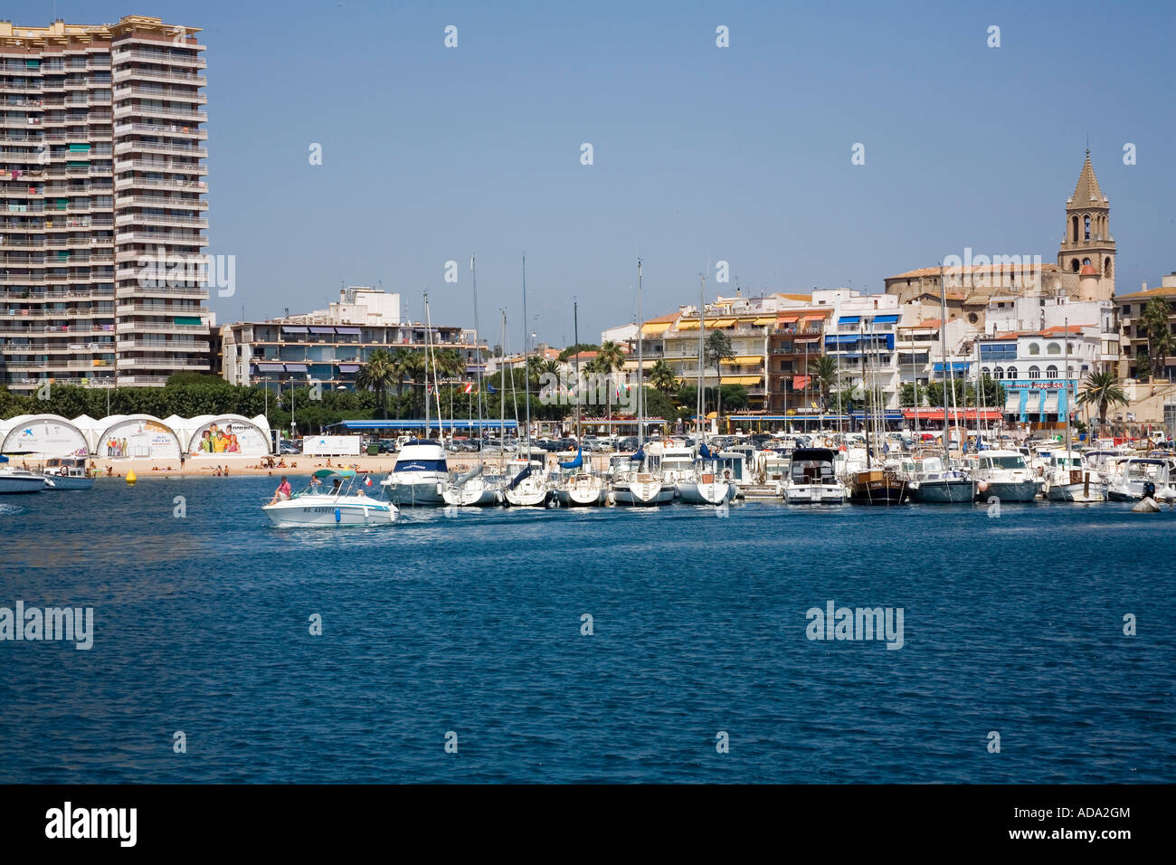The harbour and town of Palamos on the Costa Brava in Spain Stock Photo ...