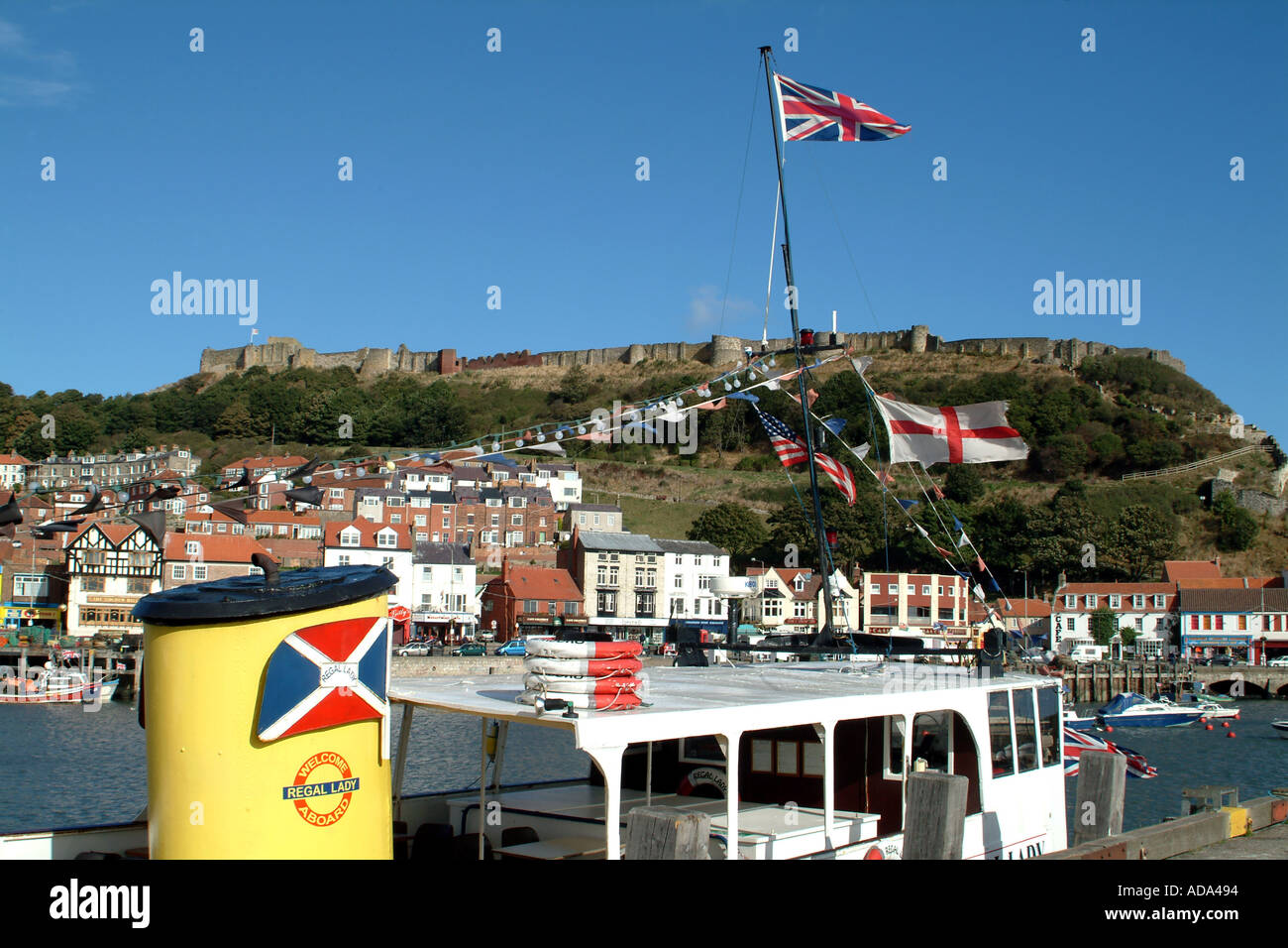 Scarborough Castle Harbour Yorkshire England UK Regal Lady Stock Photo ...