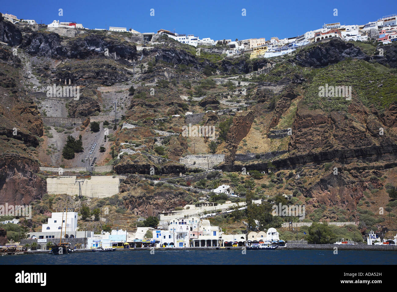 Old harbour of thira on santorini island hi-res stock photography and ...