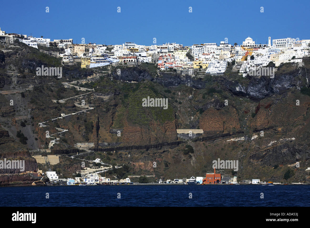 Thira and the old port, Greece, Santorin, Thira Stock Photo - Alamy
