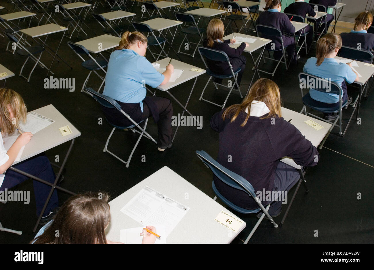 School Girls Examination Classroom High Resolution Stock Photography ...