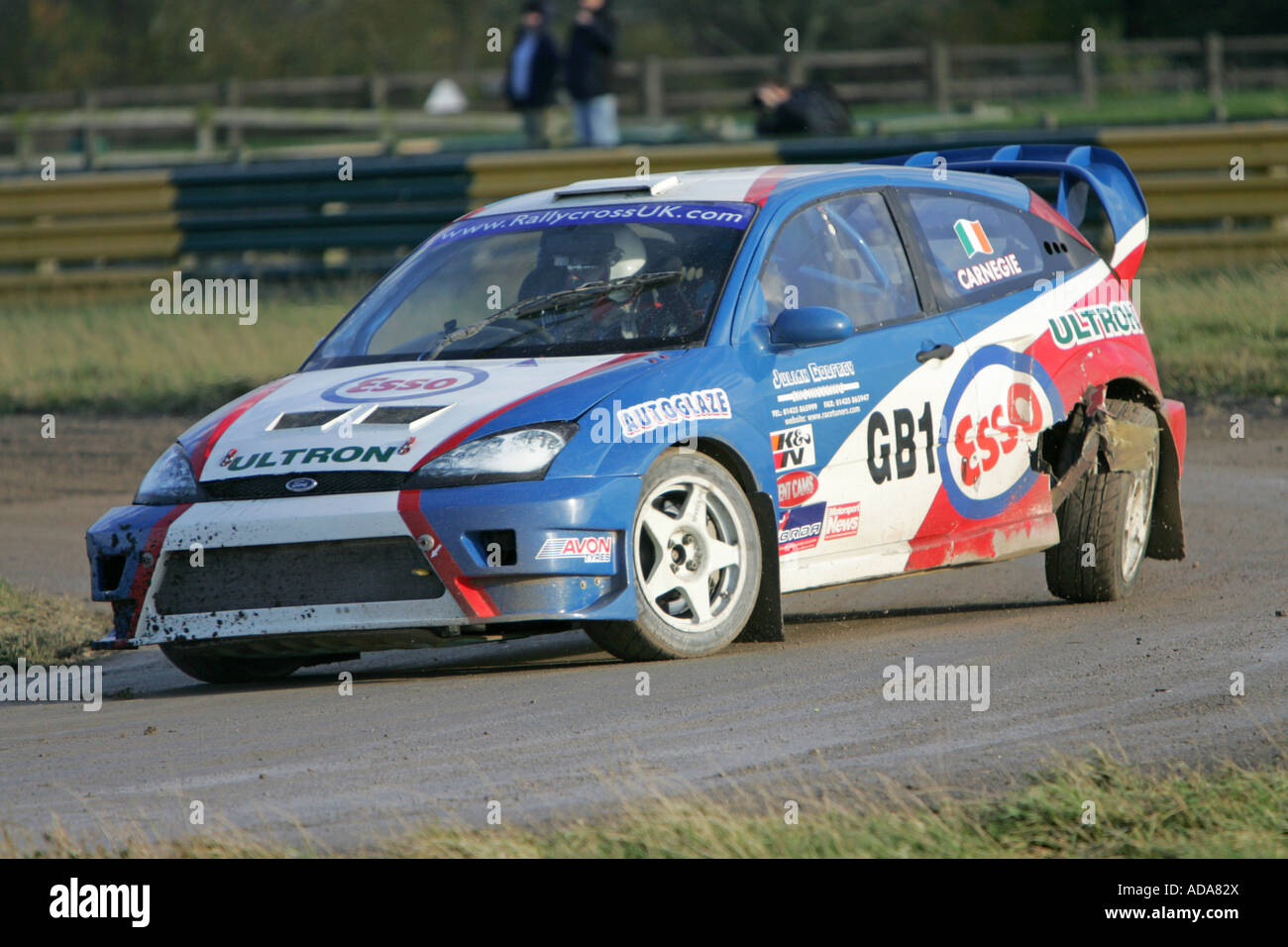 A Ford Focus Rallycross car after a battle Stock Photo - Alamy