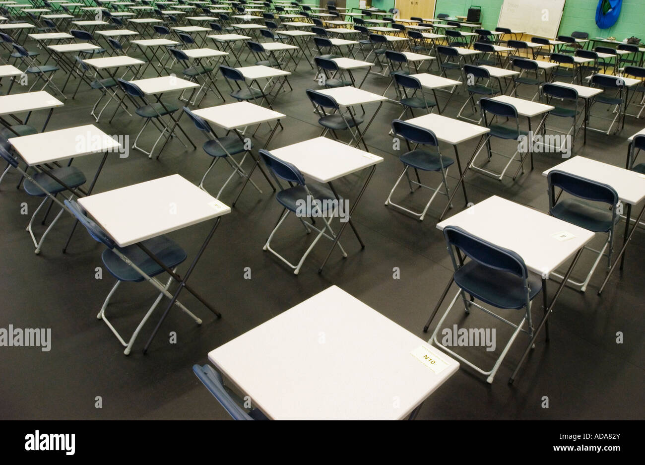Empty school examinations hall Stock Photo - Alamy