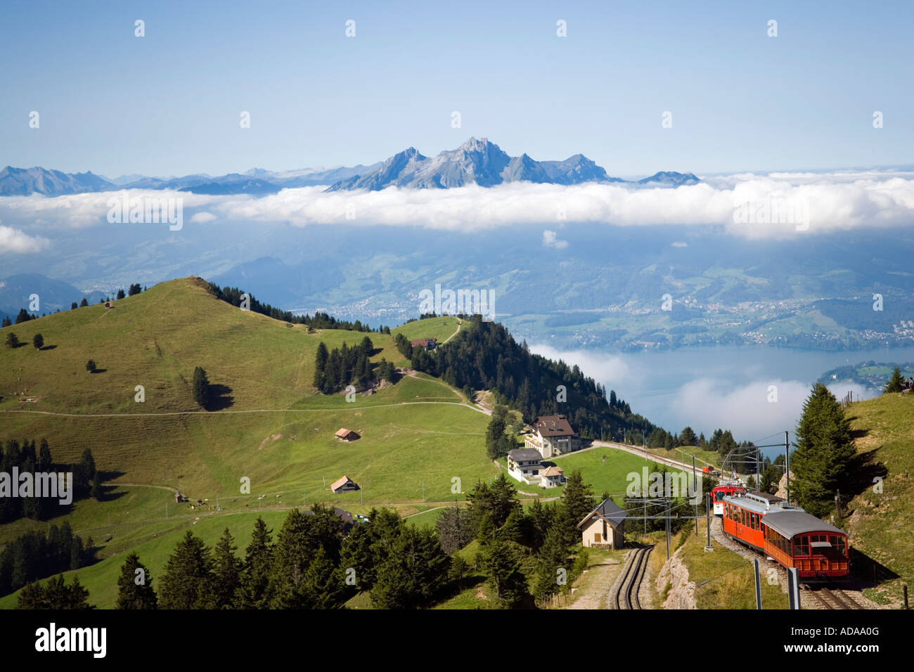View over Rigi Kulm with rack railway Vitznau Rigi Bahn Canton of ... View over Rigi Kulm with rack railway Vitznau Rigi Bahn Canton of ...