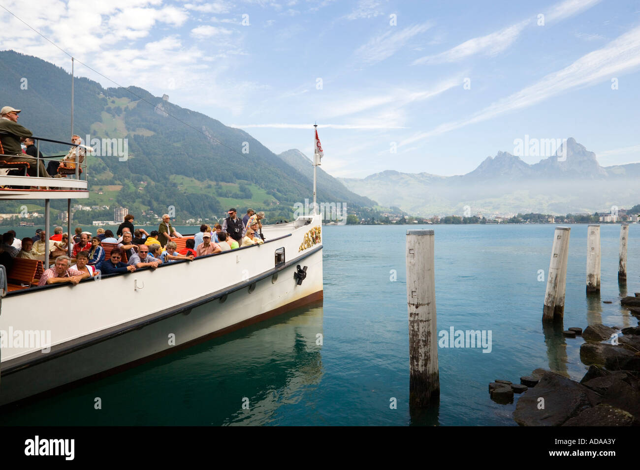 DS Unterwalden passing Treib Canton of Uri Switzerland Stock Photo - Alamy