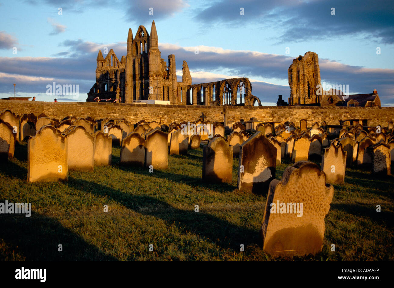 View of Whitby Abbey and graveyard Yorkshire Stock Photo - Alamy