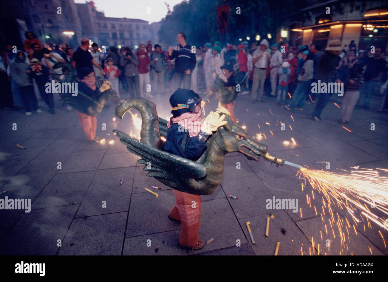 Drac dragon at the Correfoc Fireworks Parade Festa de la Merce ...