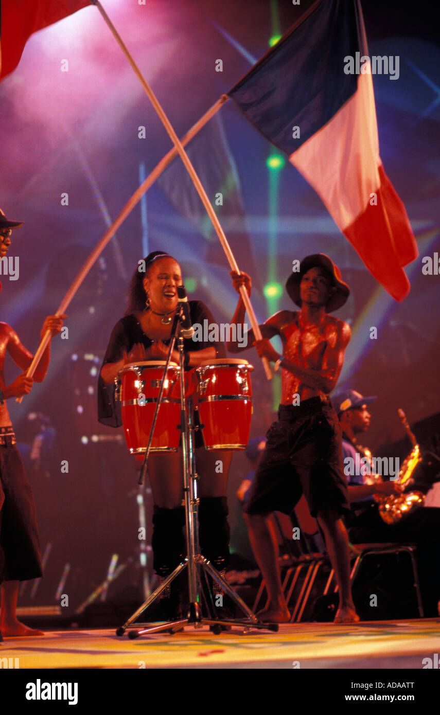 Woman singing on stage Soca Monarch Competion during Carnival Port of ...