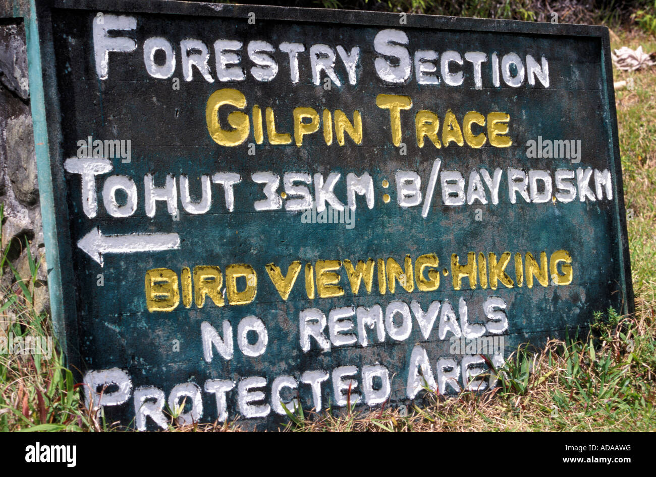 Information sign Gilpin Trace jungle walk Tobago Trinidad And Tobago ...